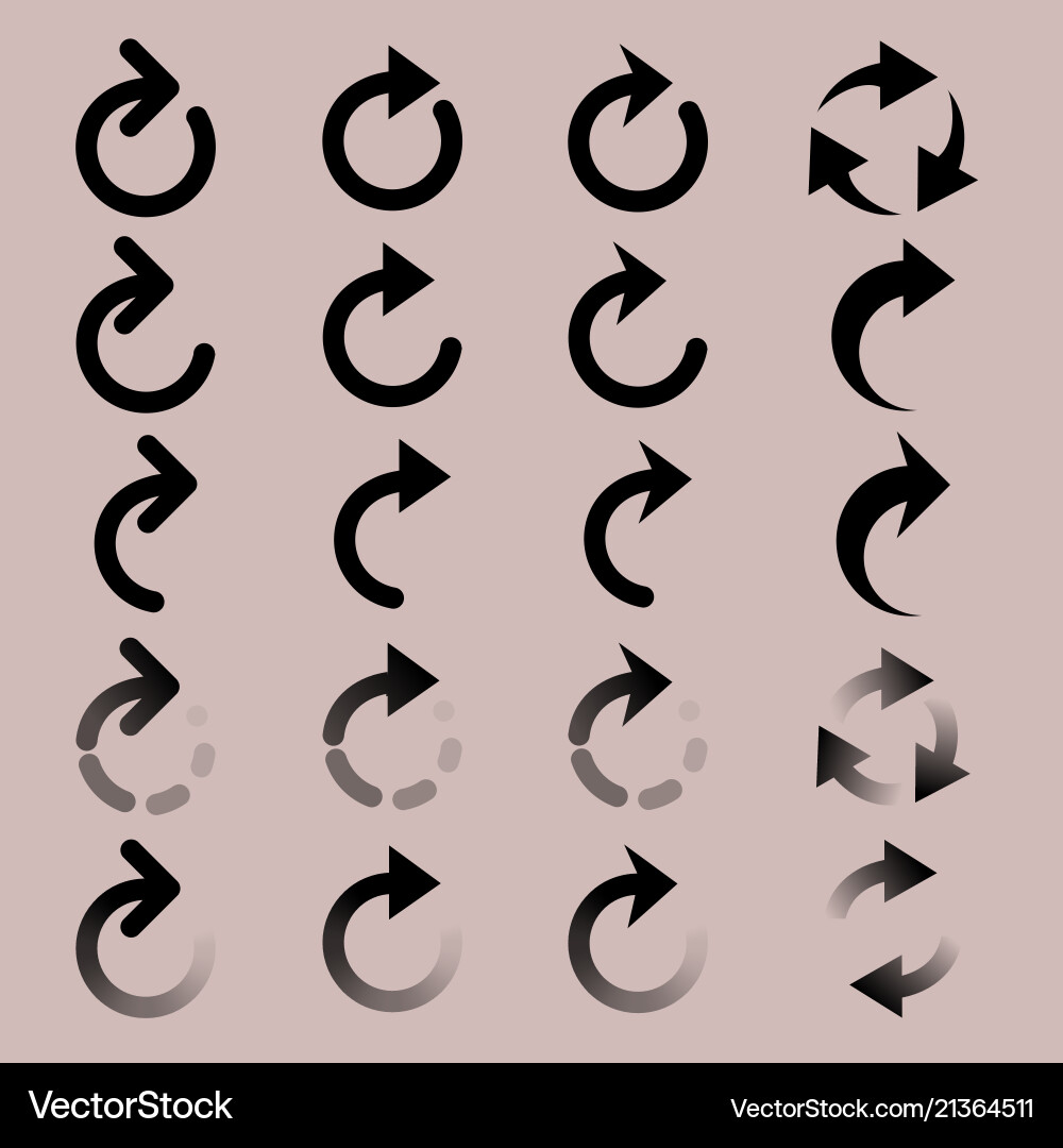 Set of rounded arrow simple icons Royalty Free Vector Image