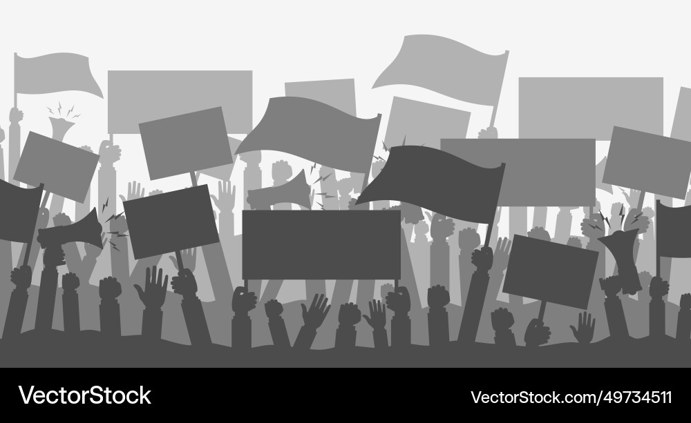 Silhouette crowd of people protesters Royalty Free Vector