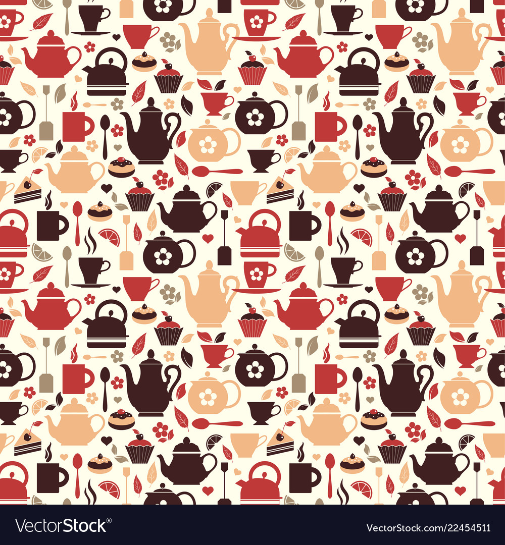 Tea seamless pattern Royalty Free Vector Image