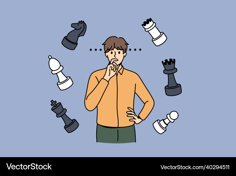 Thinking of strategy and chess concept Royalty Free Vector