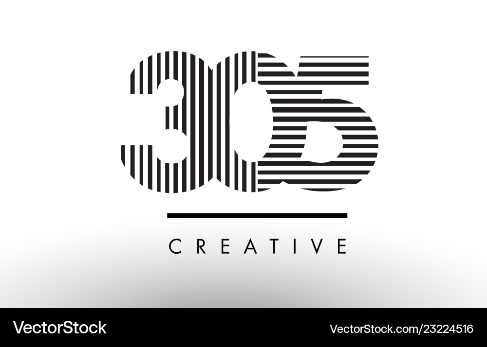 305 black and white lines number logo design Vector Image