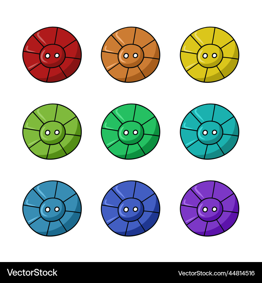 A set of colored icons round decorative button Vector Image