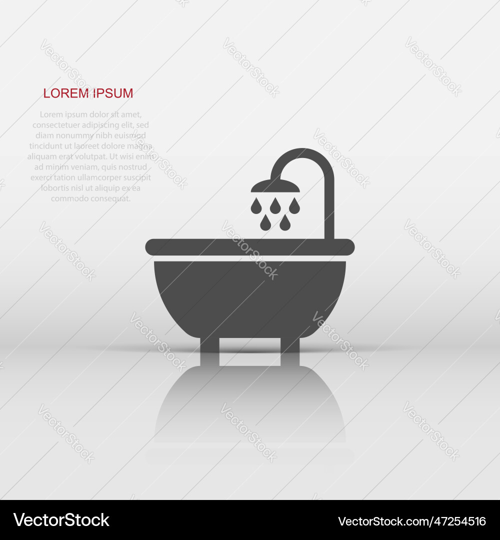 Bath shower icon in flat style bathroom hygiene Vector Image