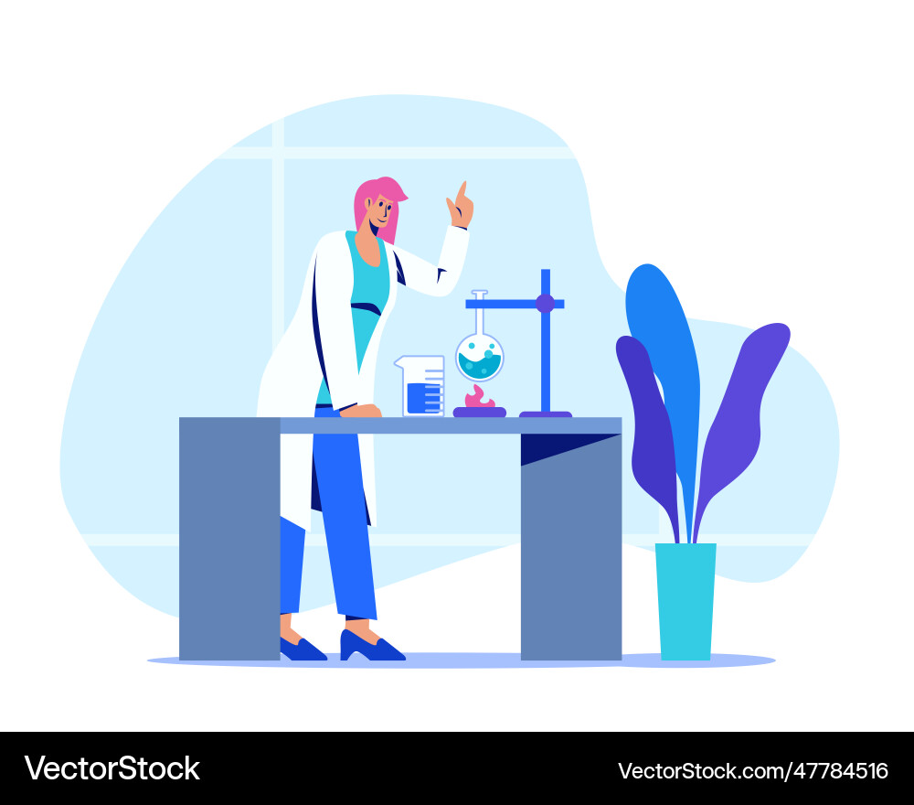 Scientists working in laboratory concept woman Vector Image