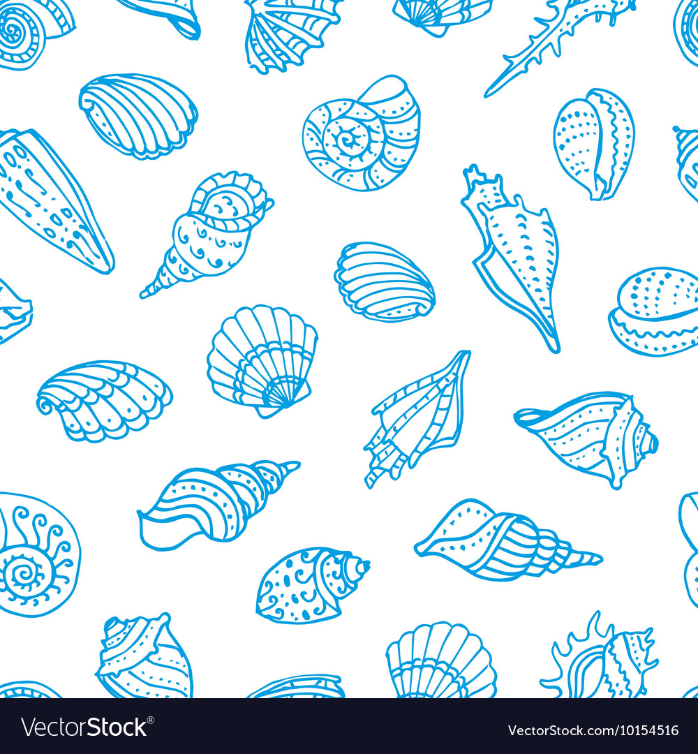Seamless pattern with seashells Royalty Free Vector Image