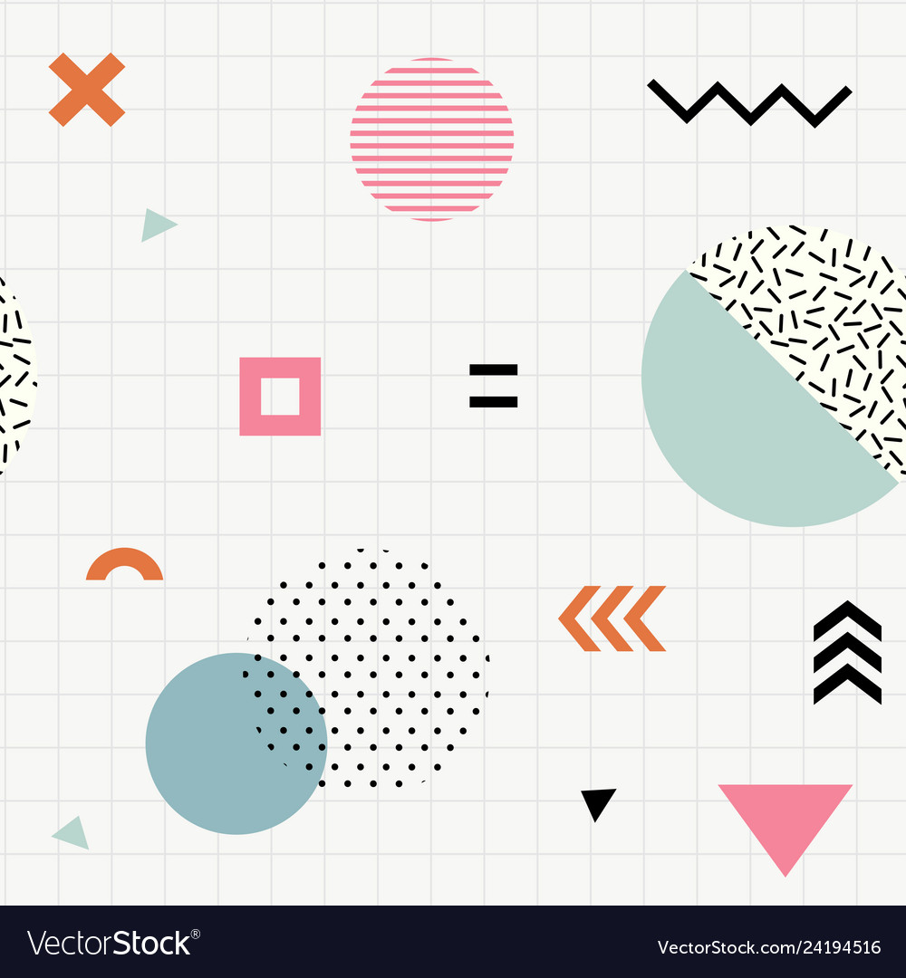 Trendy geometric memphis seamless pattern Vector Image Trendy geometric memphis seamless pattern Vector Image