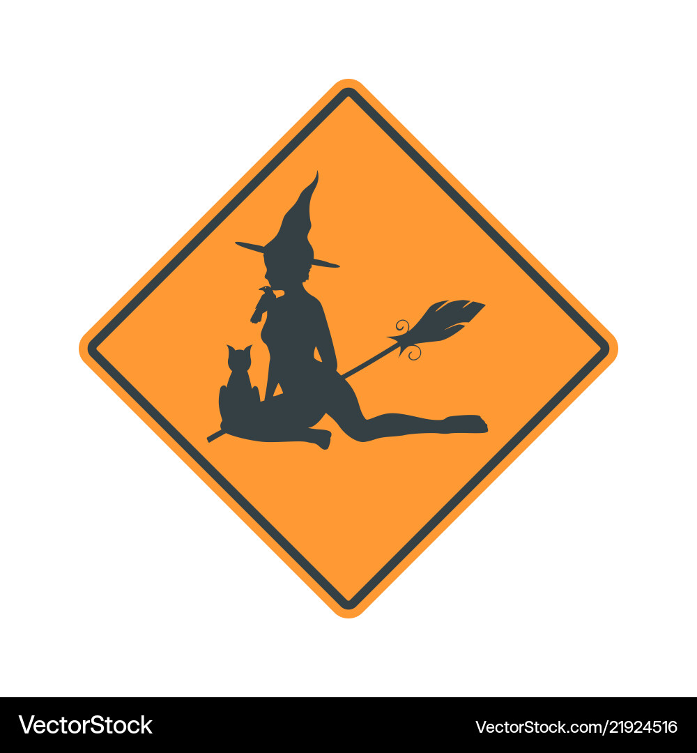 Yellow road sign halloween Royalty Free Vector Image