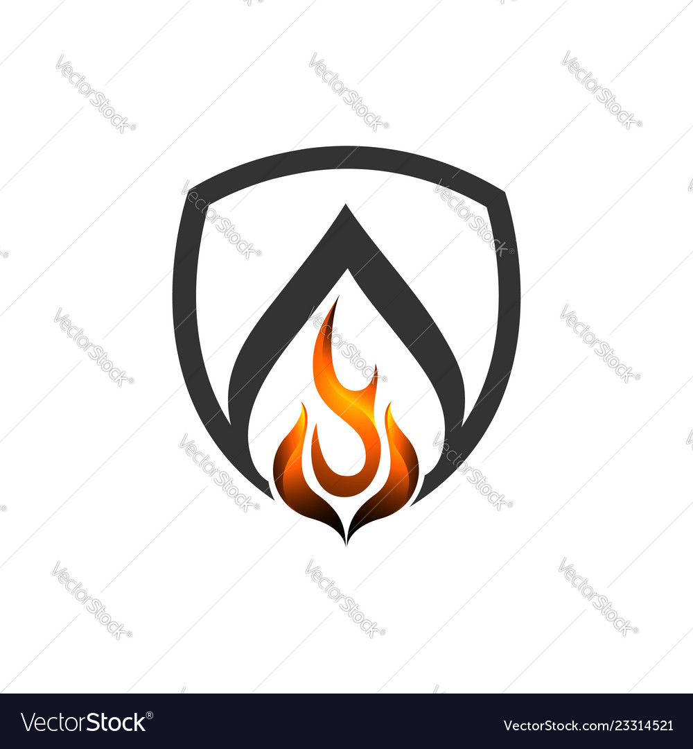 Abstract fire shield flame logo concept Royalty Free Vector