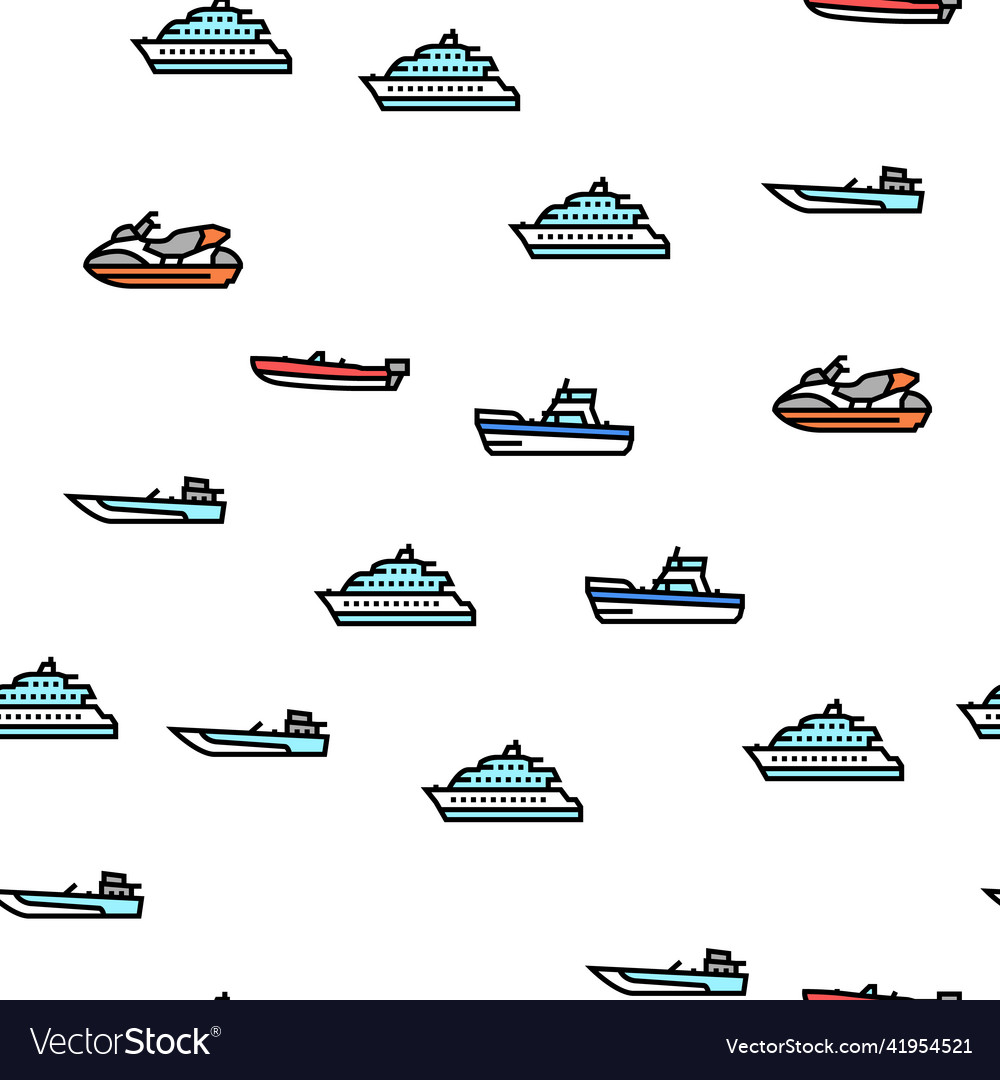 Boat water transportation types seamless Vector Image