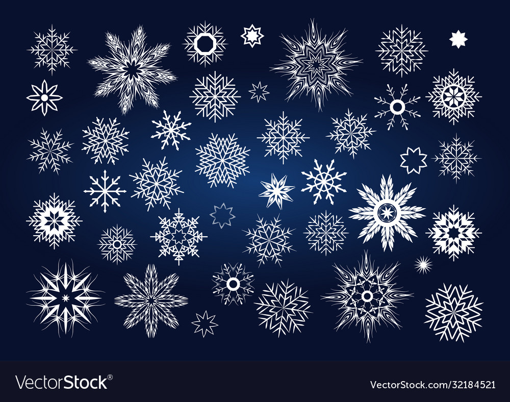 Christmas set snowflakes and stars Royalty Free Vector Image