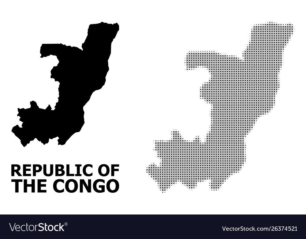 Halftone mosaic and solid map republic Royalty Free Vector