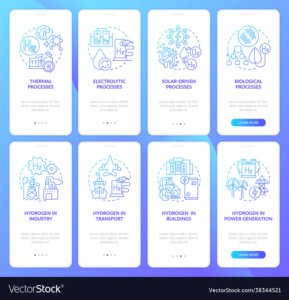 Hydrogen Production Onboarding Mobile App Page Vector Image