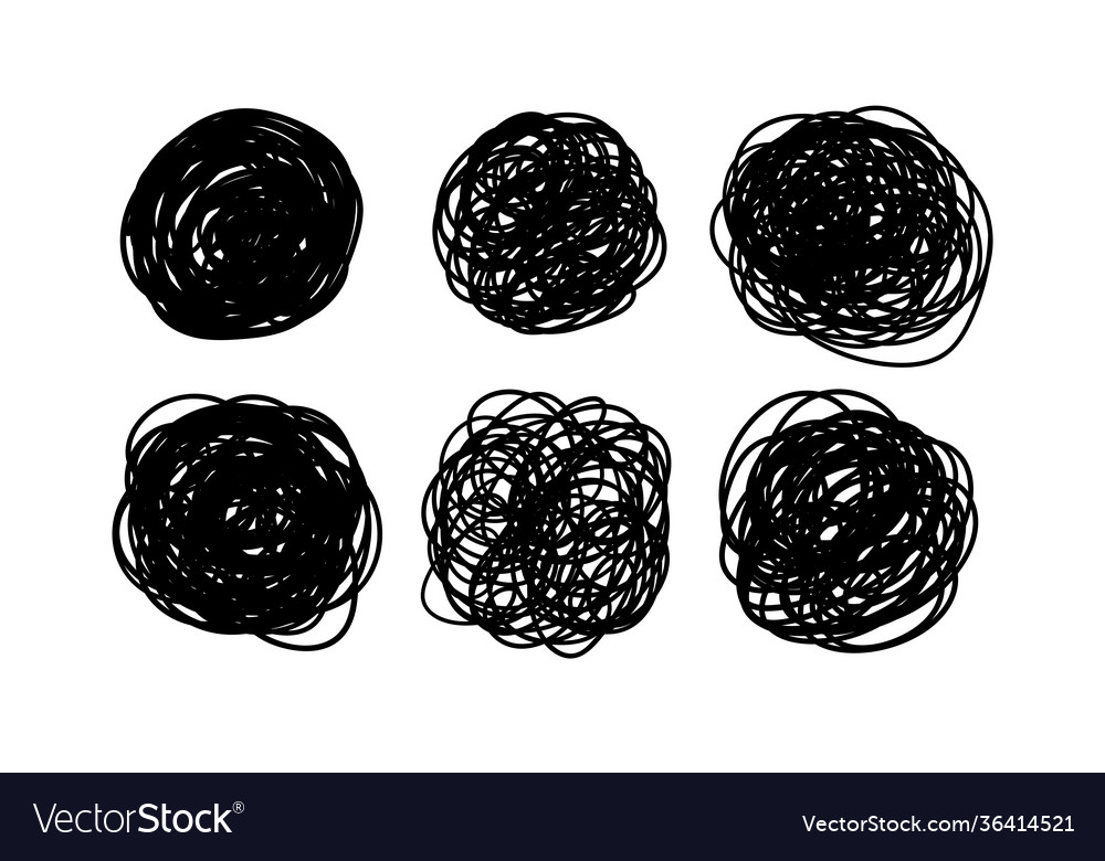 Messy chaotic scribble circle line isolated Vector Image