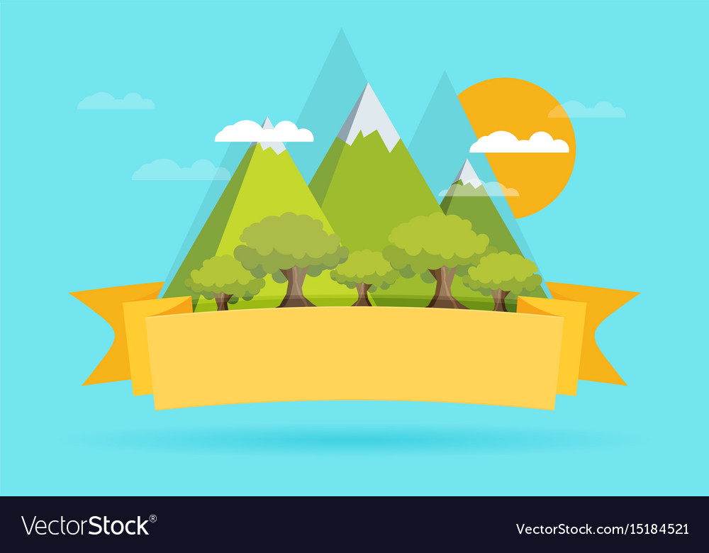 Mountain flat design concept Royalty Free Vector Image