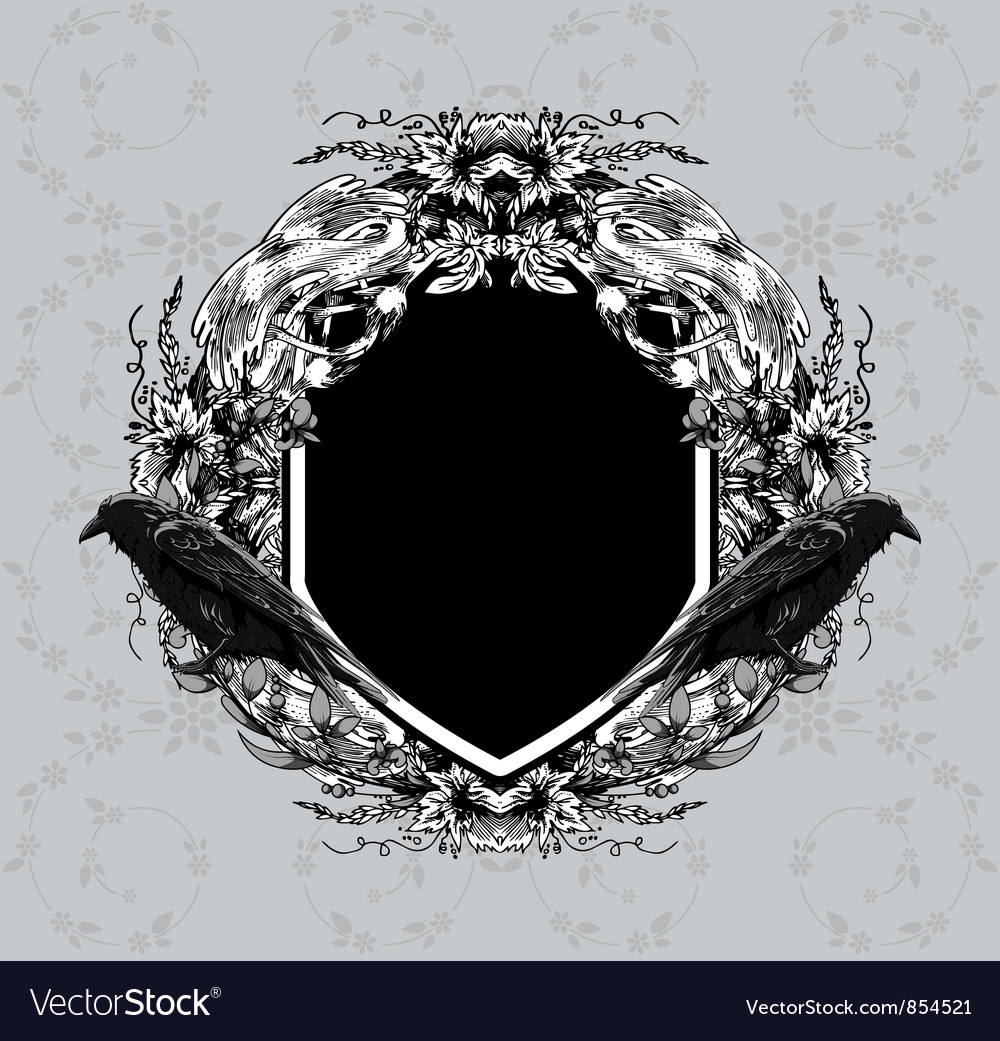Ravens with shield Royalty Free Vector Image - VectorStock