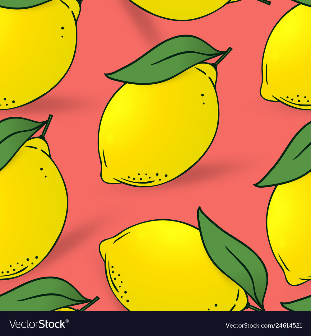Seamless pattern lemons with leaves Royalty Free Vector