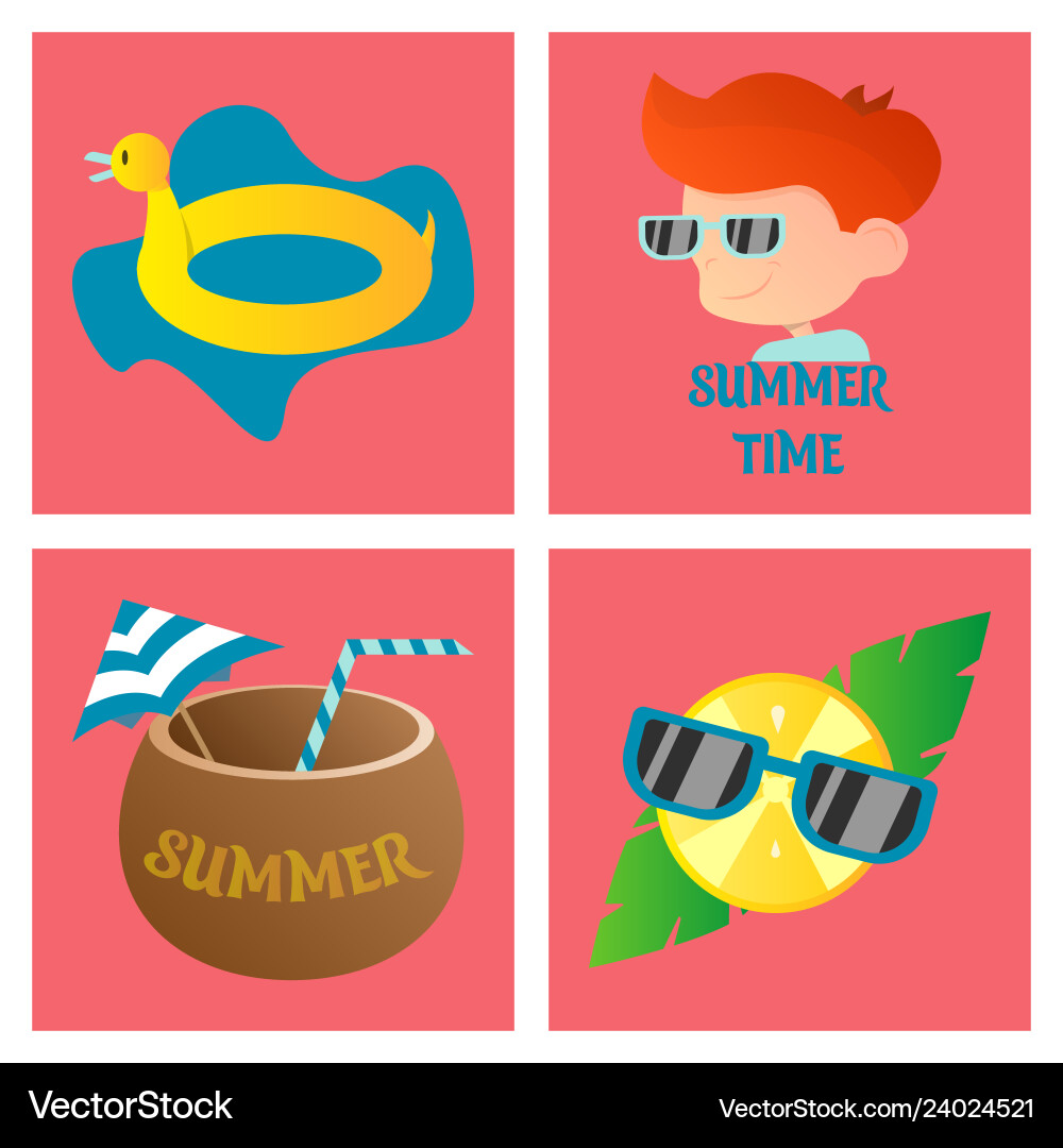Summer time poster with cute in cartoon Royalty Free Vector