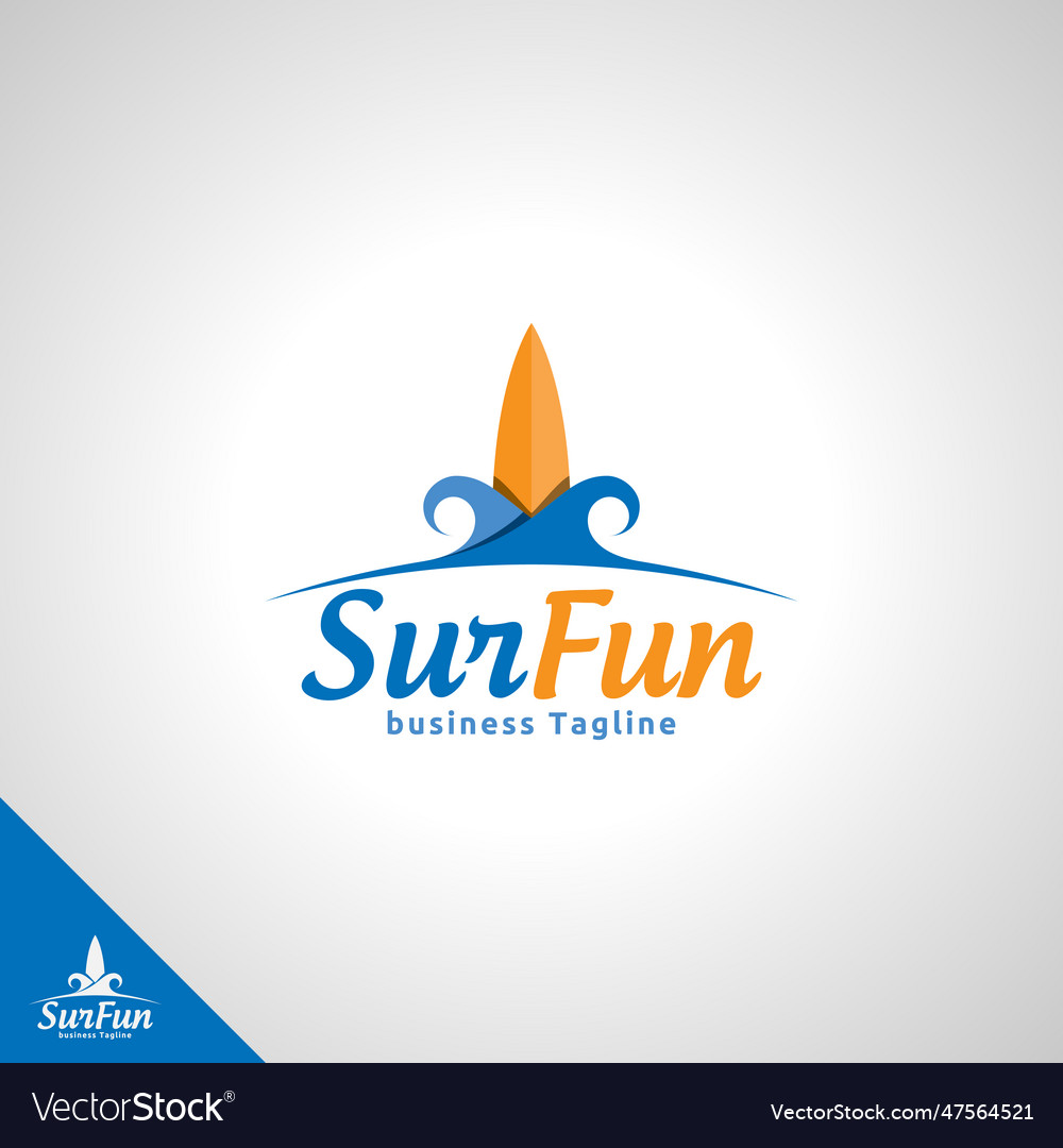 Surfing fun logo template Royalty Free Vector Image