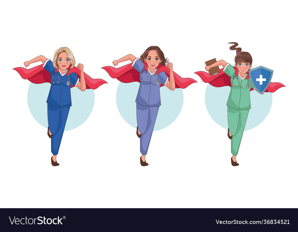Three hero doctors Royalty Free Vector Image - VectorStock