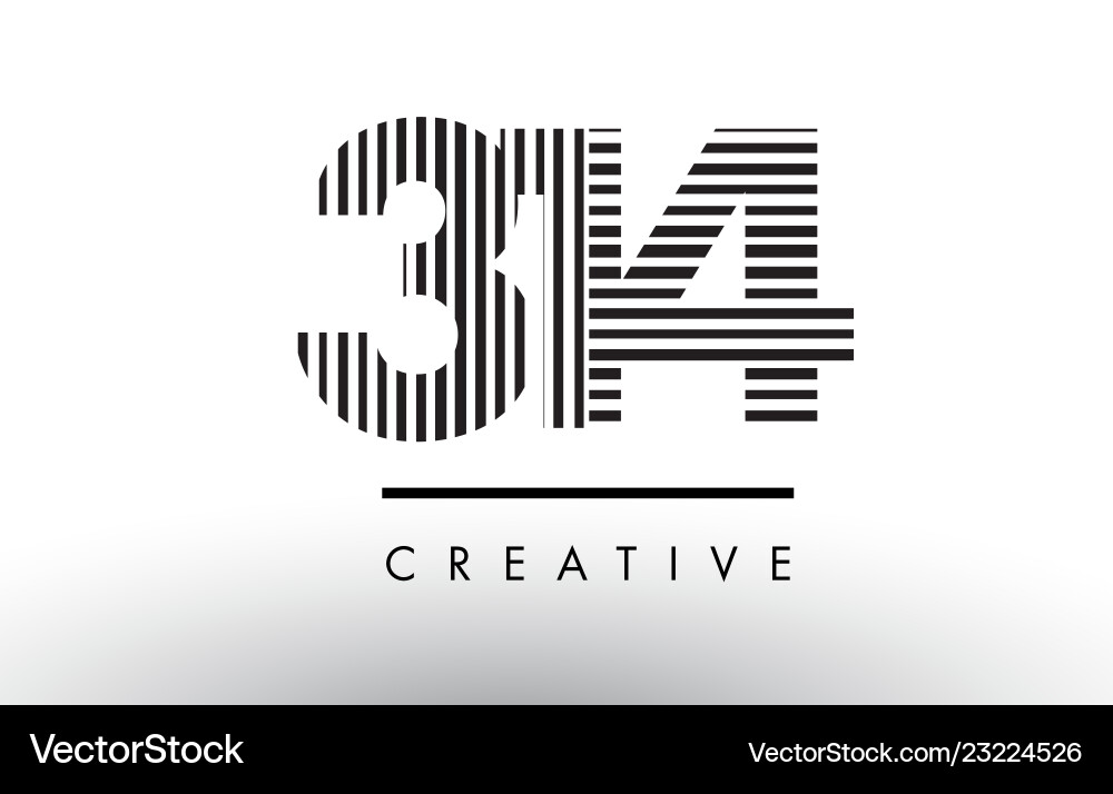 314 black and white lines number logo design Vector Image