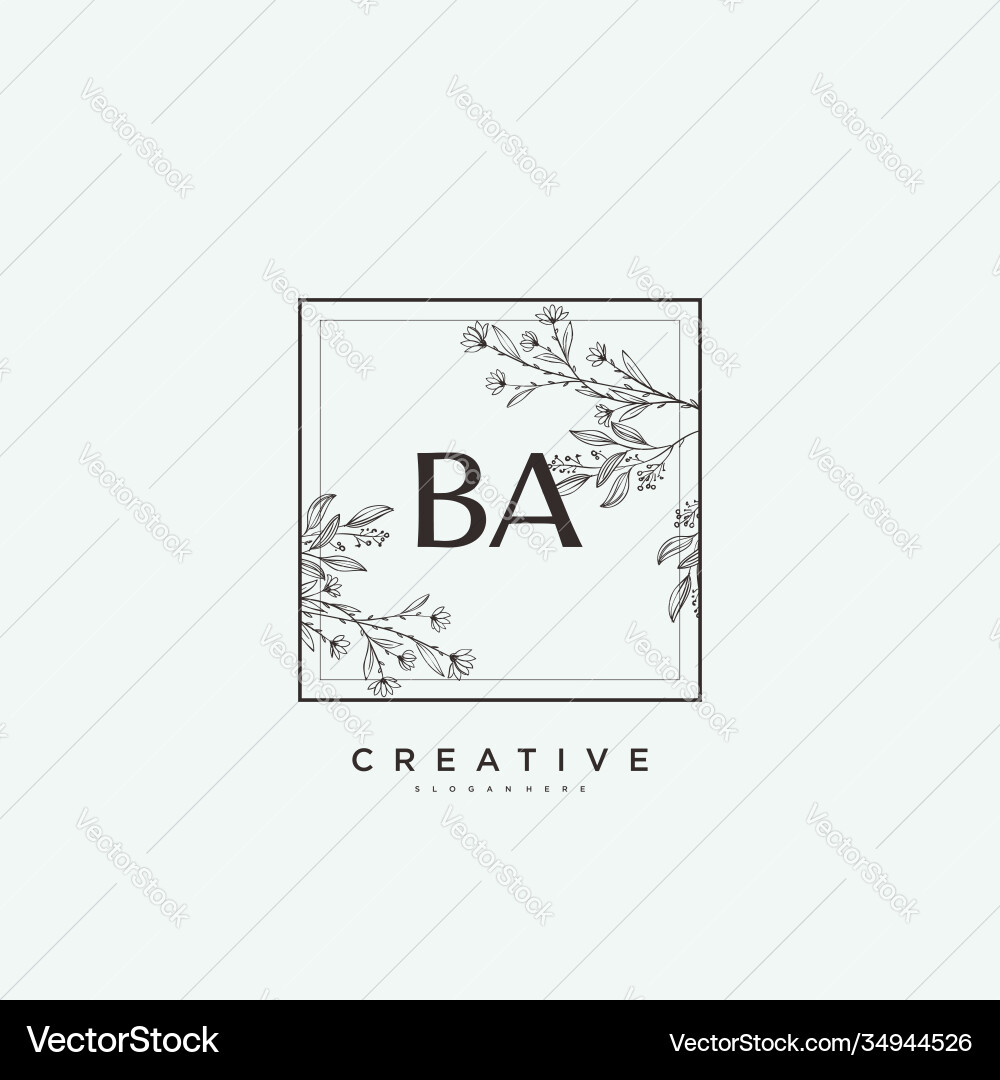 Ba beauty initial logo art handwriting logo Vector Image