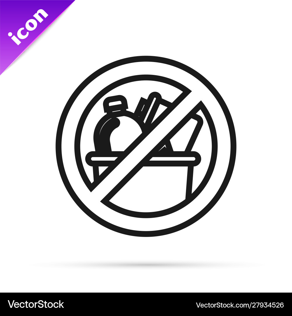 Black line no trash icon isolated on white Vector Image