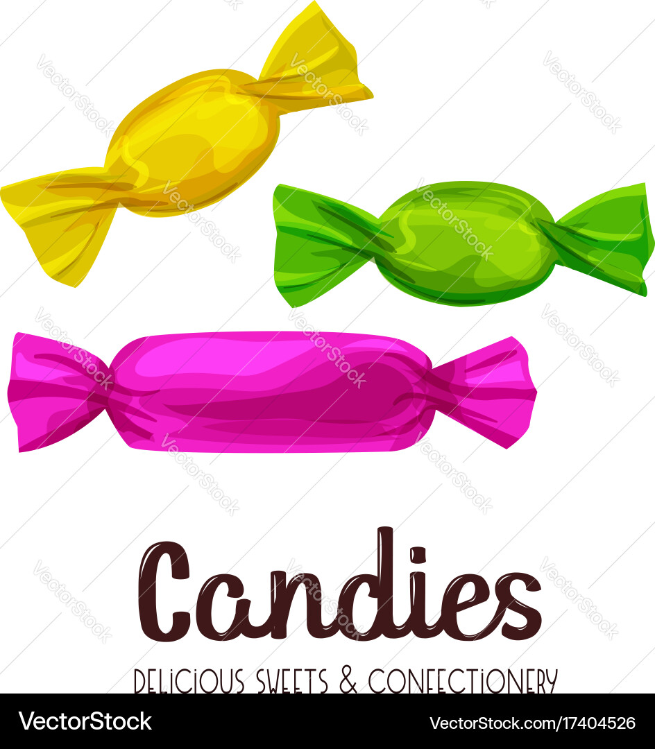 Candy caramel and sugar candies Royalty Free Vector Image