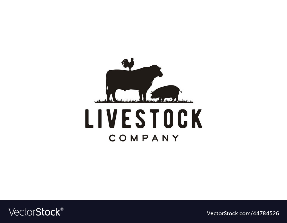 Cattle angus pig chicken farm livestock logo Vector Image