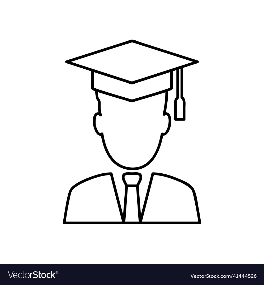Graduation student line art icon isolated Vector Image