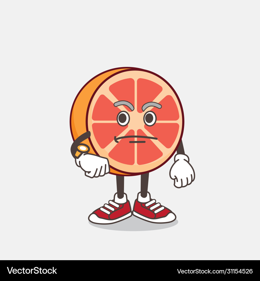 Grapefruit cartoon mascot character on a waiting Vector Image
