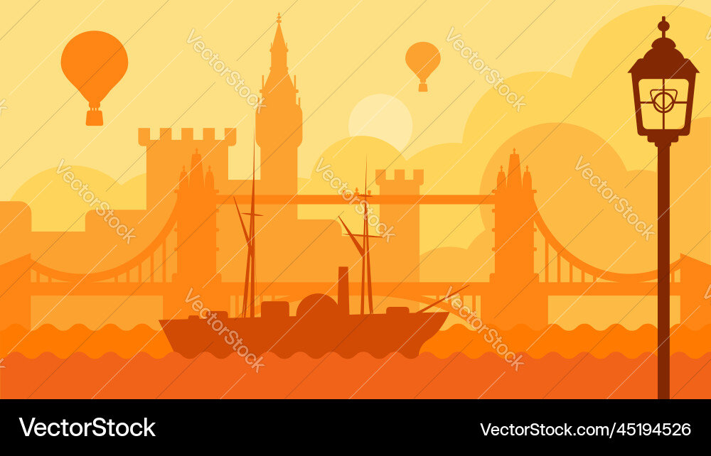London landscape with building and river Vector Image