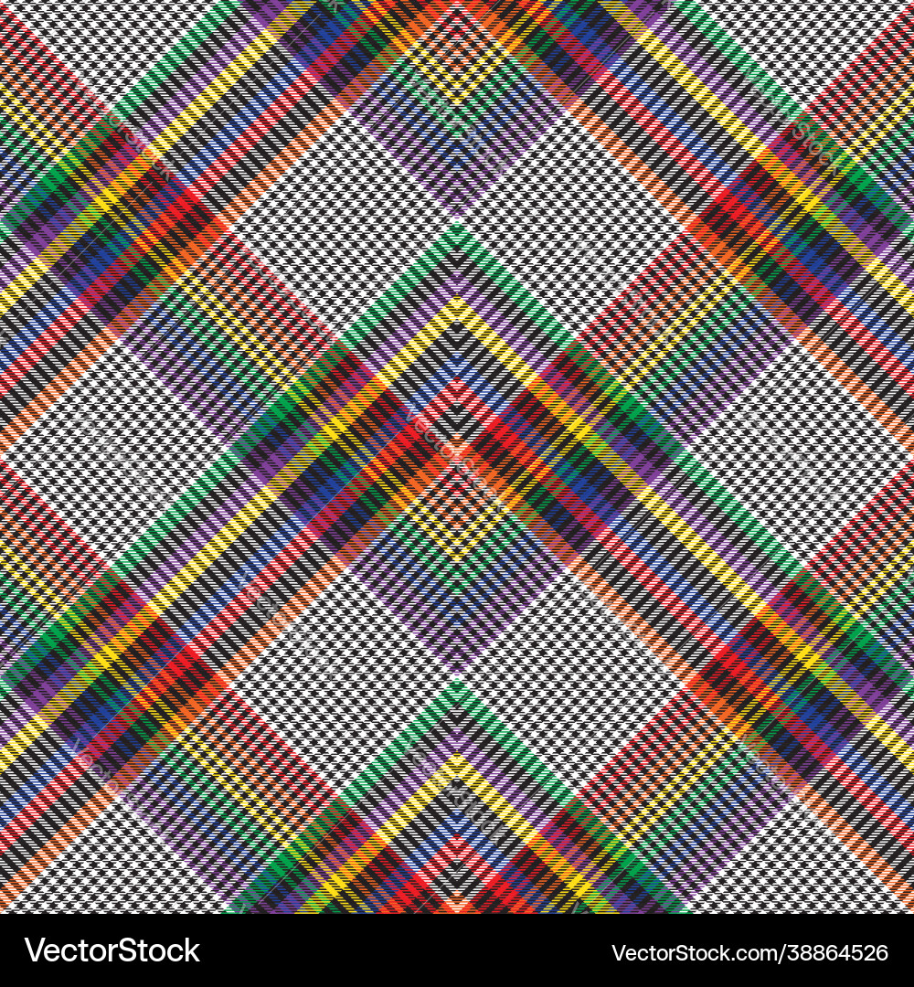 Rainbow chevron plaid tartan textured seamless Vector Image