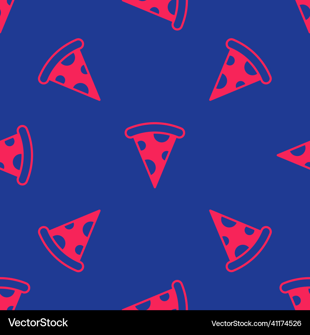 Red slice of pizza icon isolated seamless pattern Vector Image