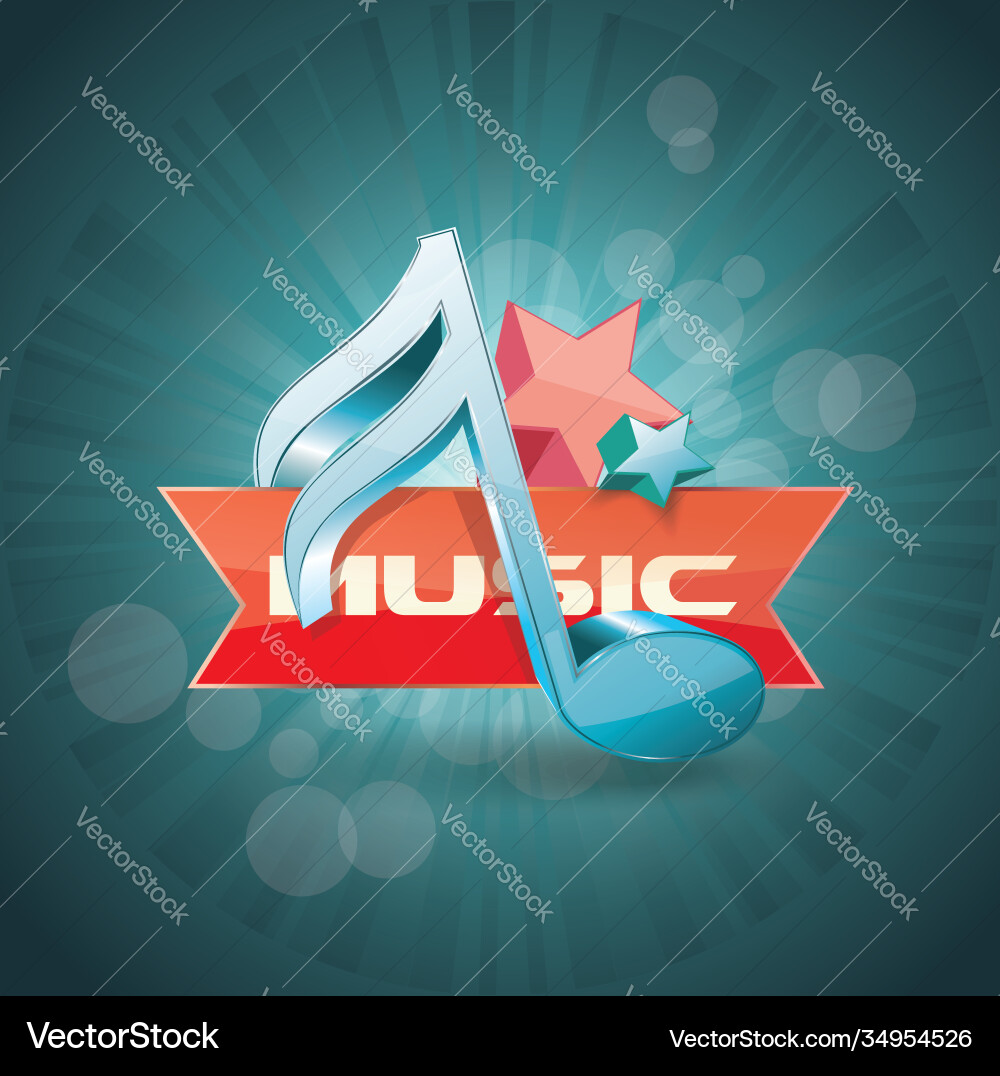 Retro sign with musical note and stars Royalty Free Vector