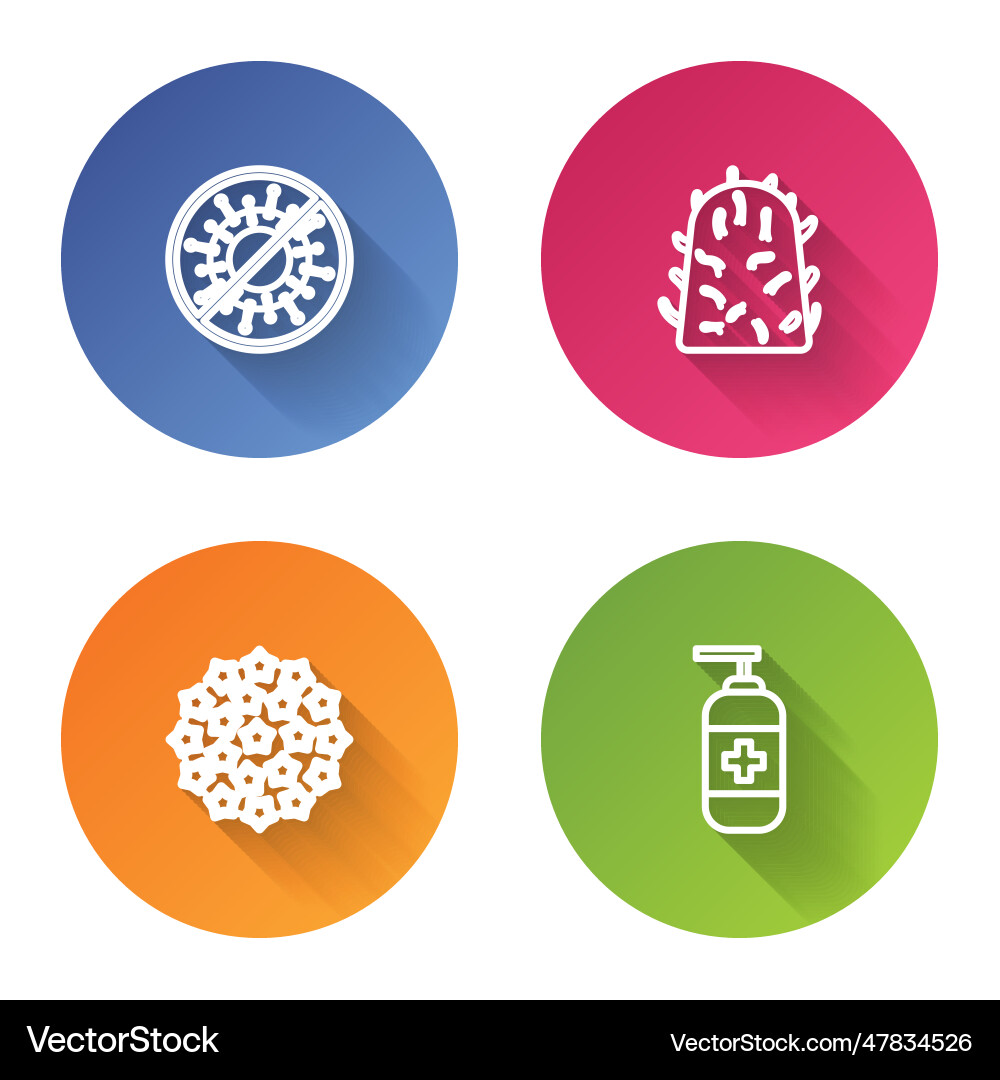 Set line stop virus rabies virus and bottle Vector Image