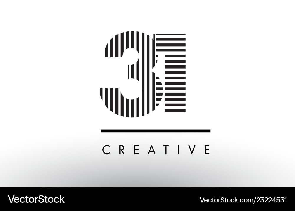 31 black and white lines number logo design Vector Image