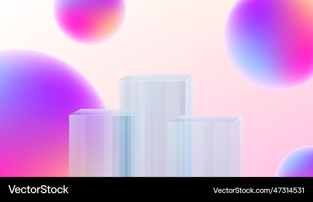 3d transparent glass cubes display stand podium Vector Image
