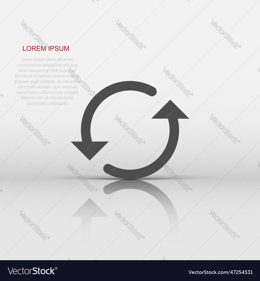 Arrow rotation icon in flat style sync action Vector Image