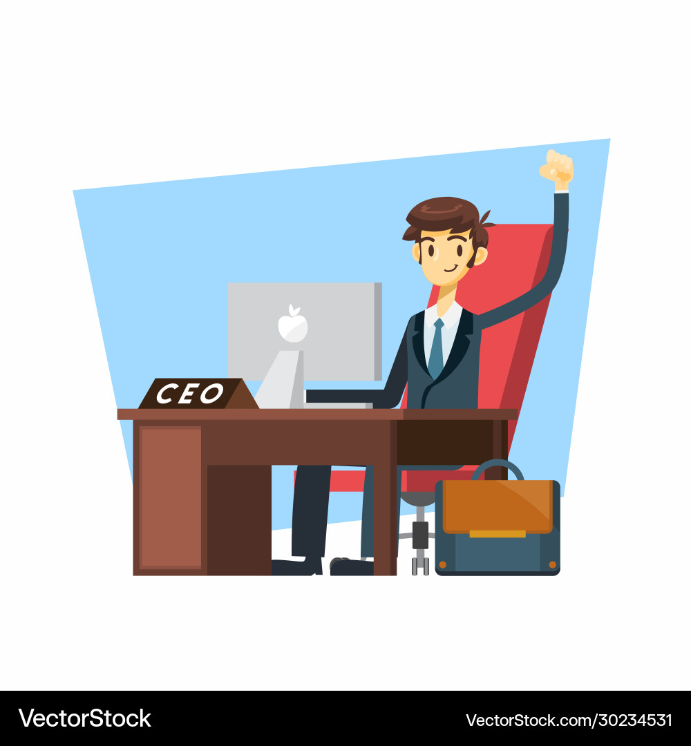 Businessman cartoon character sit in front Vector Image