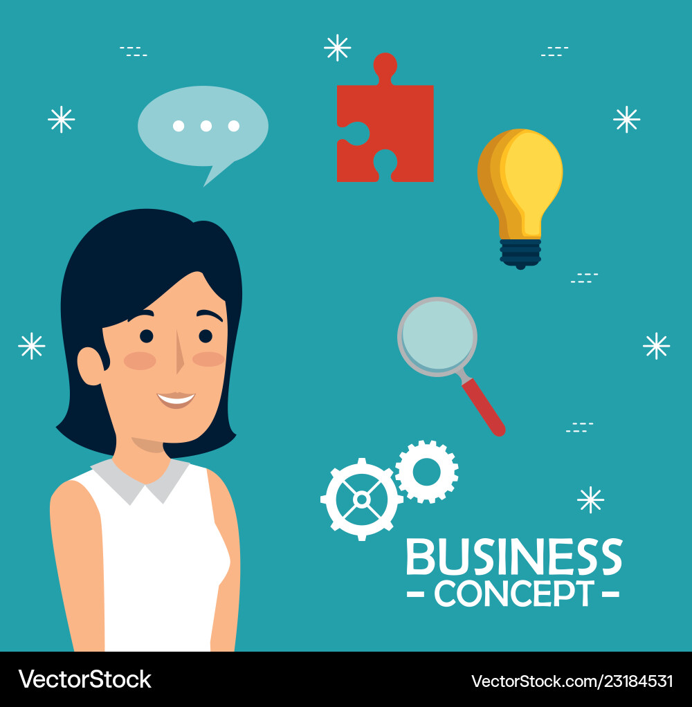 Businesswoman with strategy plan information Vector Image