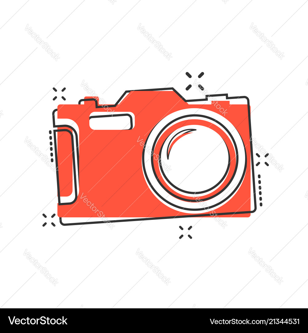 Cartoon photo camera icon in comic style Vector Image
