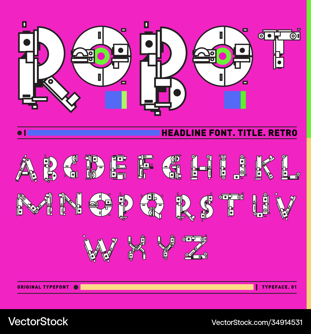 Colorful retro alphabet unique fonts for design Vector Image