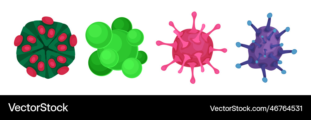 Colorful virus and microbes of different shape Vector Image