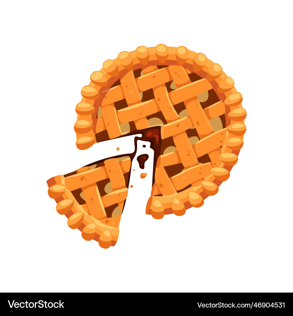 Cut checkered chocolate pie and pie slice cartoon Vector Image