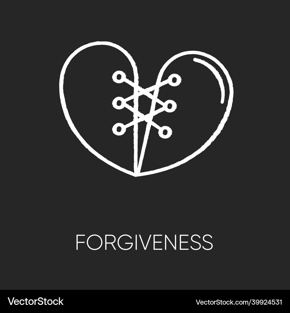 Forgiveness chalk white icon on black background Vector Image