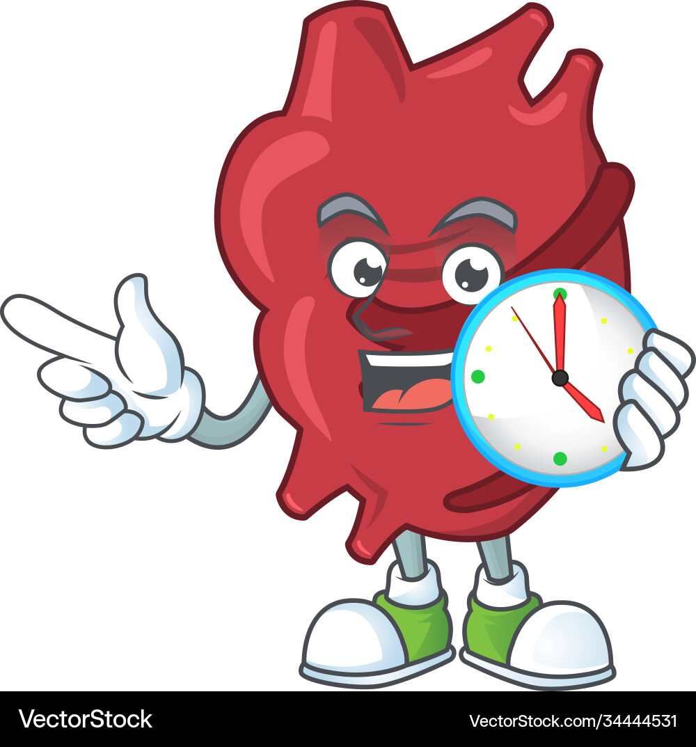 Heart mascot design concept holding a circle clock