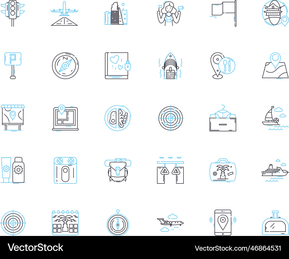 Joy and happiness linear icons set bliss elation Vector Image