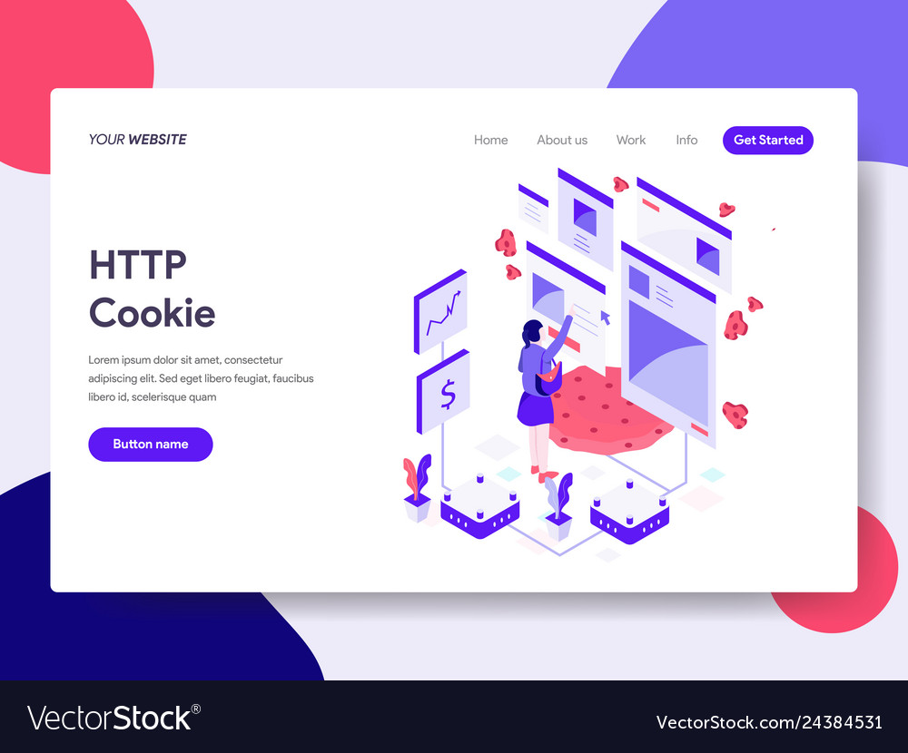 Landing page template of http cookie concept Vector Image