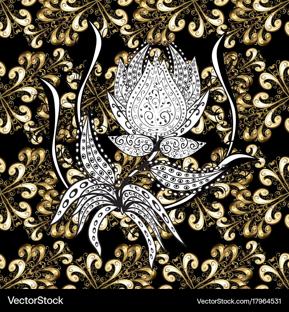 Metal with floral pattern seamless golden Vector Image