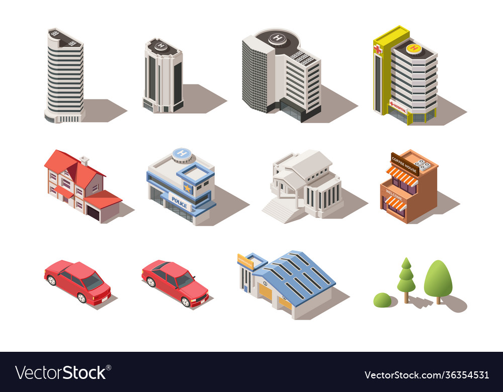 Modern city elements set Royalty Free Vector Image